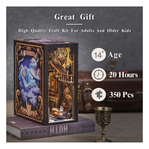 Hands Craft DIY Miniture Book Nook Kit Nebula Common Room w/Dust Cover