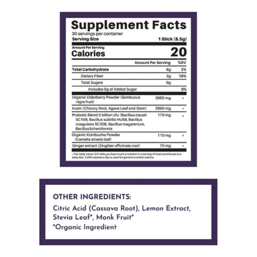 Just Ingredients Elderberry Lemonade 3-in-1 Probiotic Complex