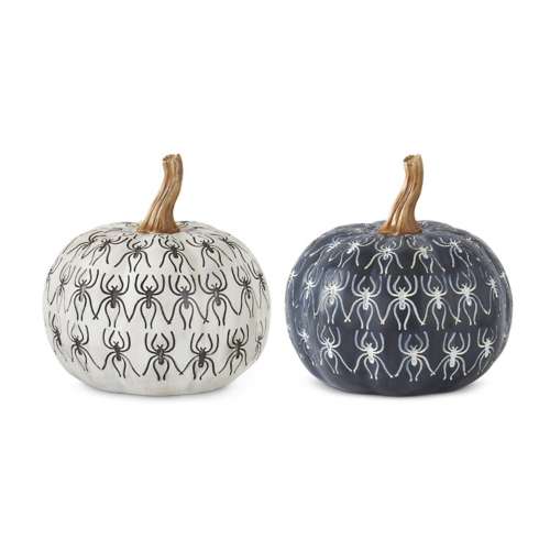 K&K Interiors *Assorted* White & Black Spider Resin Pumpkins | SCHEELS.com
