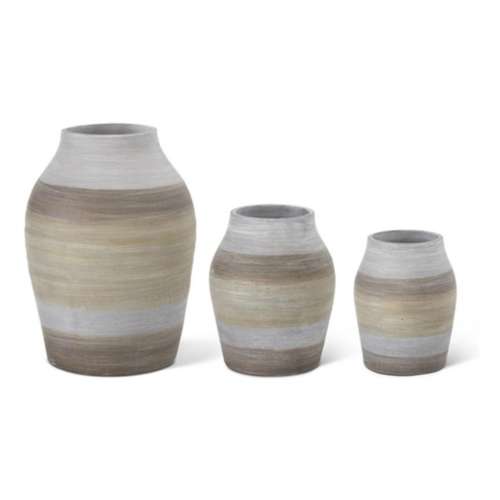 K&K Interiors Brown Gray & Green Striped Terracotta Vase | SCHEELS.com
