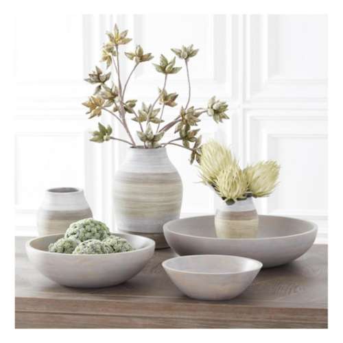 K&K Interiors Brown Gray & Green Striped Terracotta Vase | SCHEELS.com