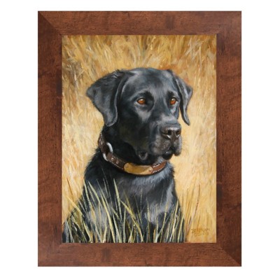 Print & Frame Black Lab Portrait Framed Canvas Painting