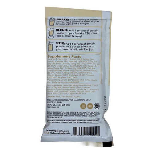 Clean Simple Eats Single Serving Protein Powder