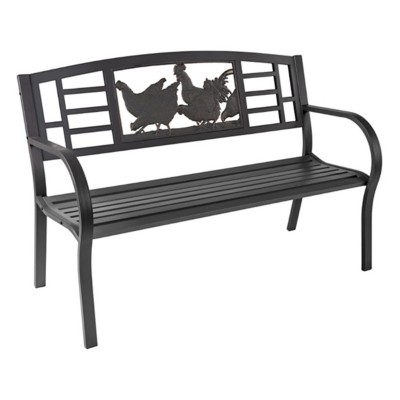 Painted Sky Designs Gray Steel Chickens Bench | SCHEELS.com