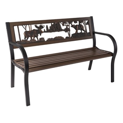 Painted Sky Designs Moose and Bear Tube Steel Bench