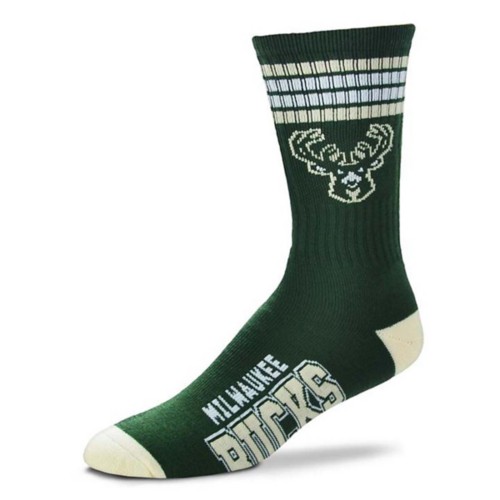 For Bare Feet Milwaukee Bucks 4 Stripe Deuce Crew Socks