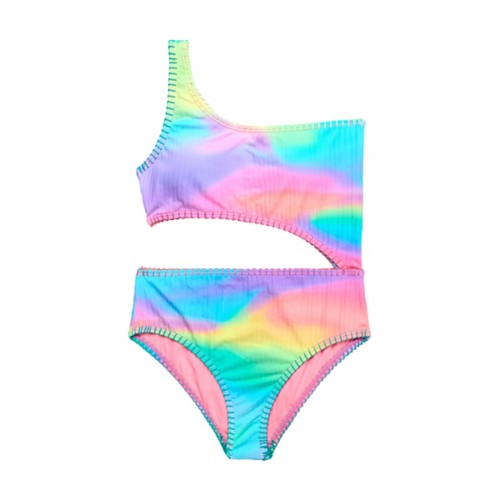 Girls' Beach Lingo Solar Flair One Shoulder Cutout One Piece Swimsuit